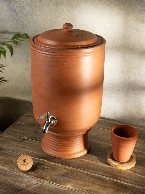 India’s Best – 7 Litre Clay Water Pot| Matka pot with Stand & Steel Tap