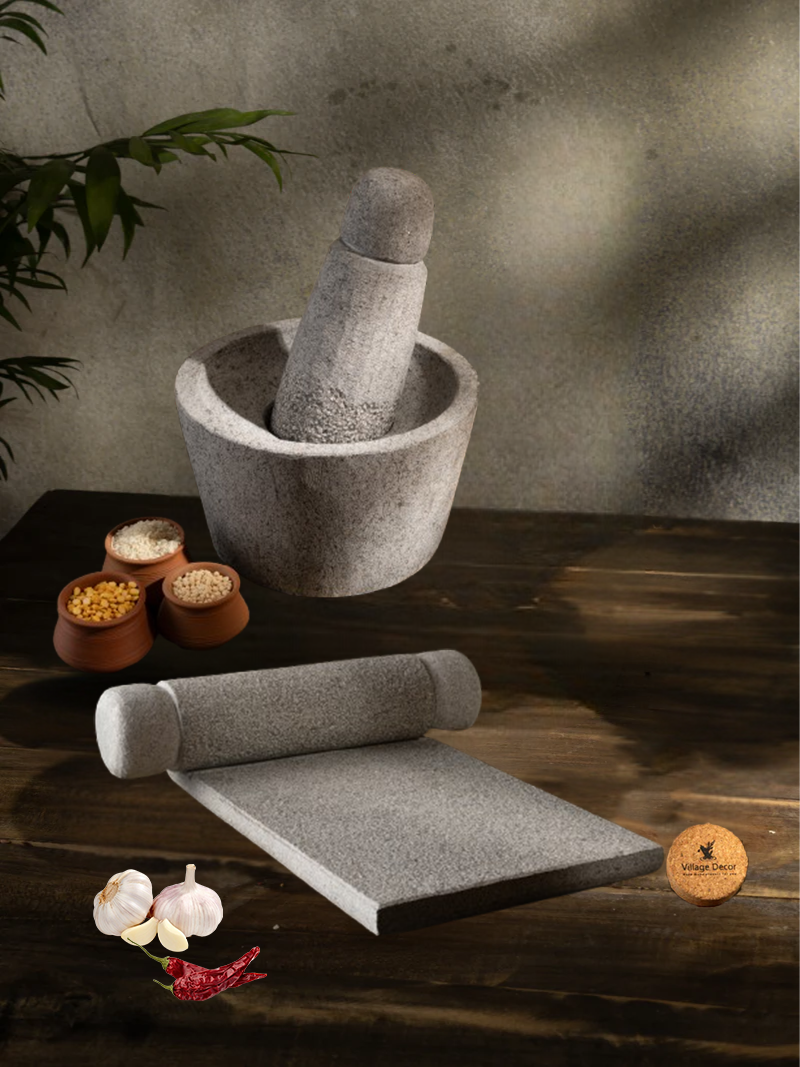 Compact Rubbu Rolu & Silbatta Duo | Handmade Stone Kitchen Tools