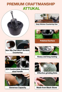 India’s Best Stone Mortar & Pestle, Rubbu Rolu|Attukal at Great Prices