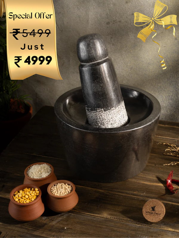 Buy Traditional Mortar & Pestle (Rubbu Rolu|Attu Kallu) Online at Best ...