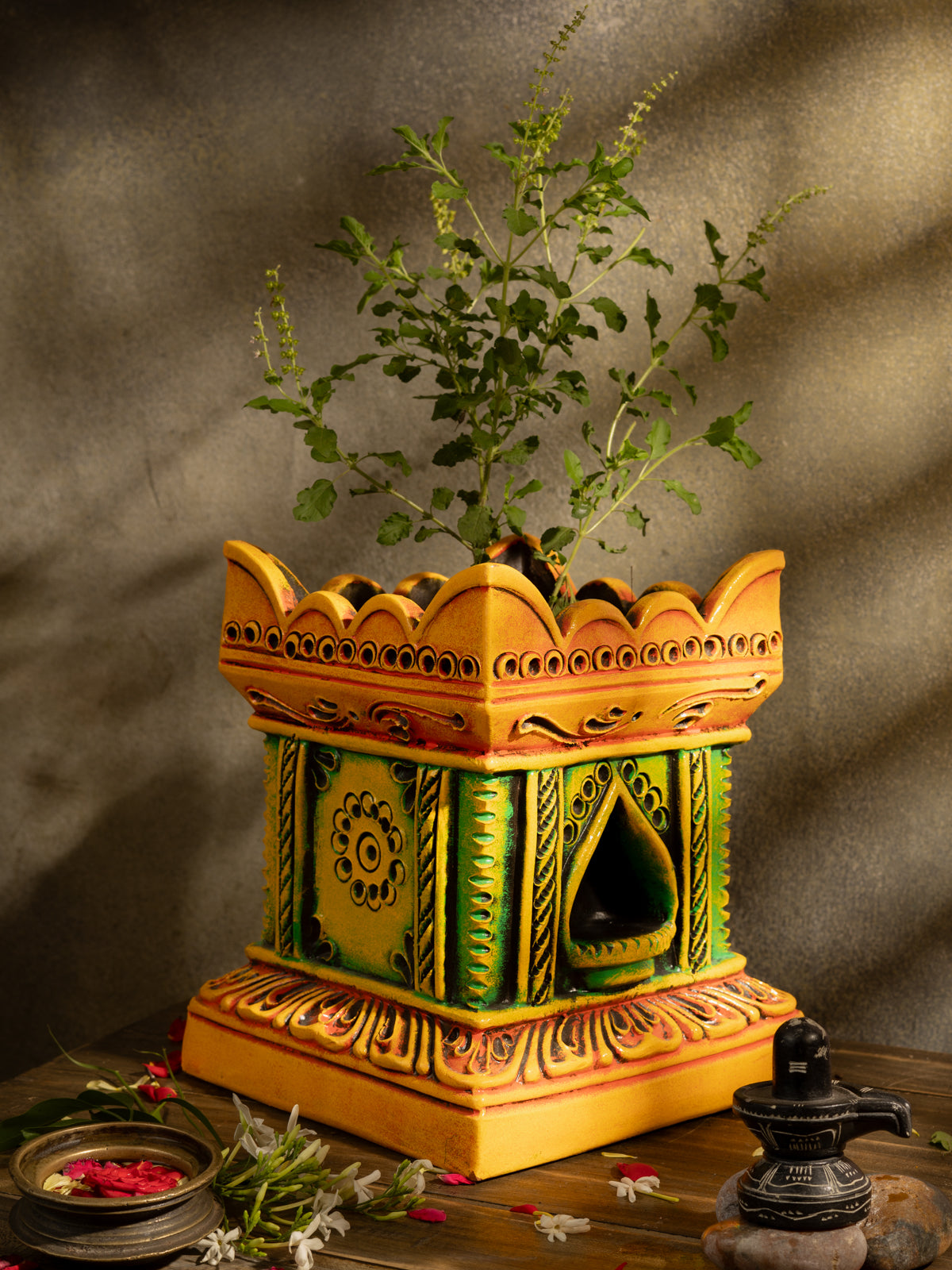 Make Your Home Auspicious with Multicolor Tulsi Pot Vrindavan Look