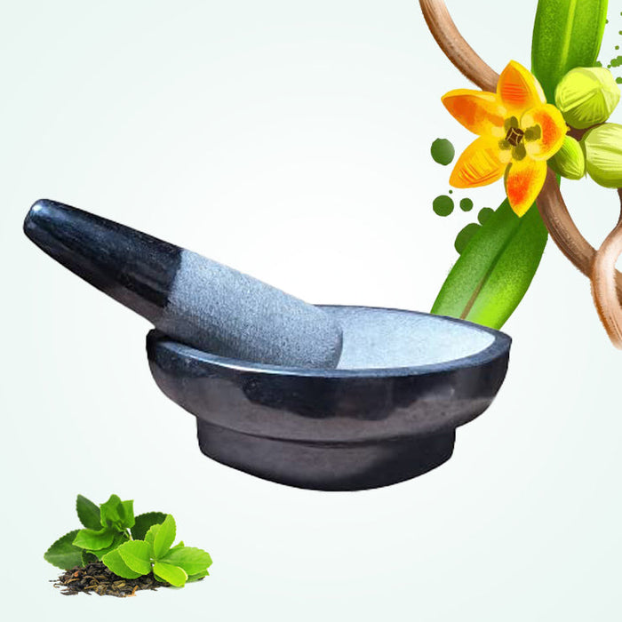 Ayurvedic Stone Kharal | Mortar & Pestle |Kalvam for Herbal Grinding